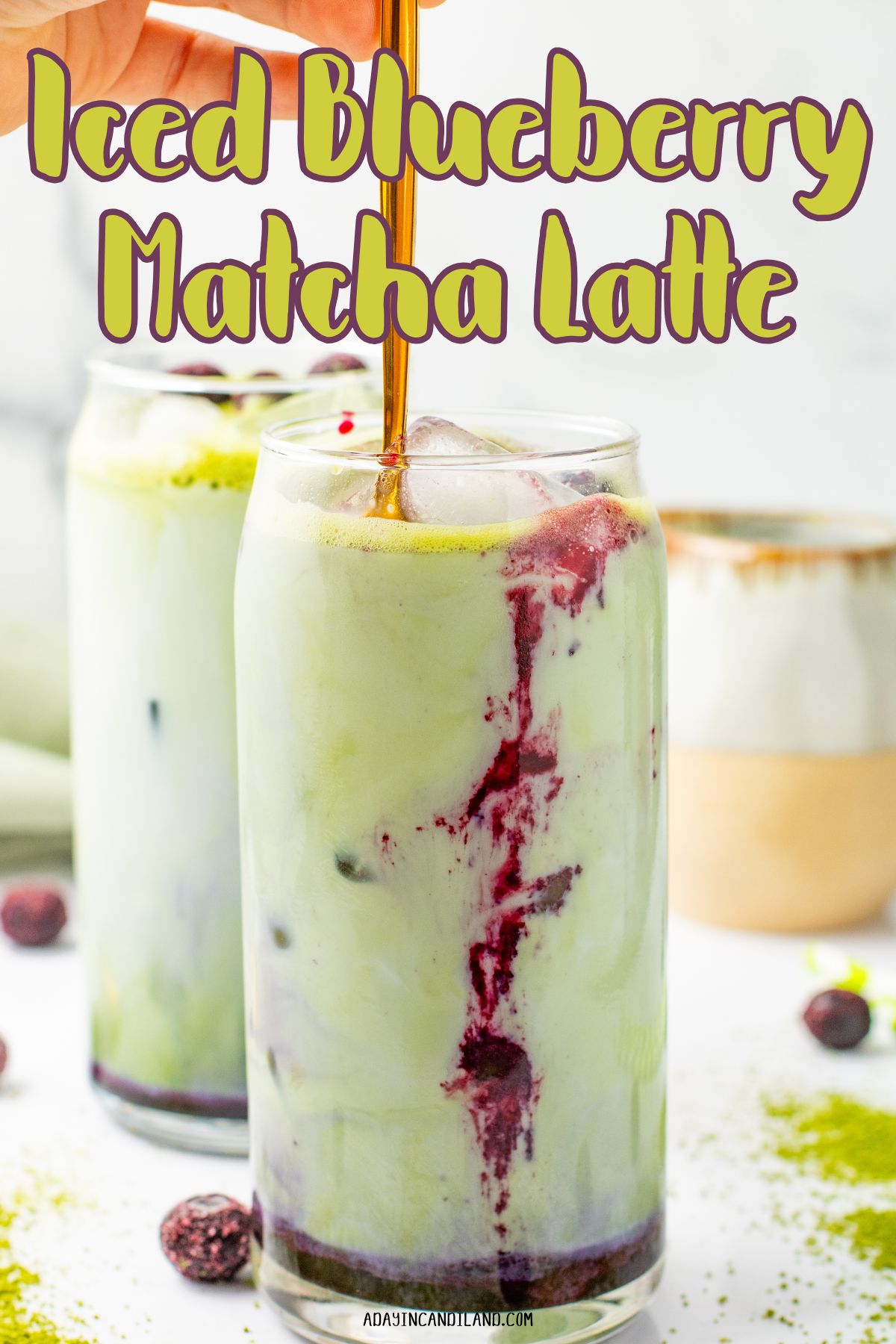 Iced Blueberry Matcha Latte - A Day In Candiland